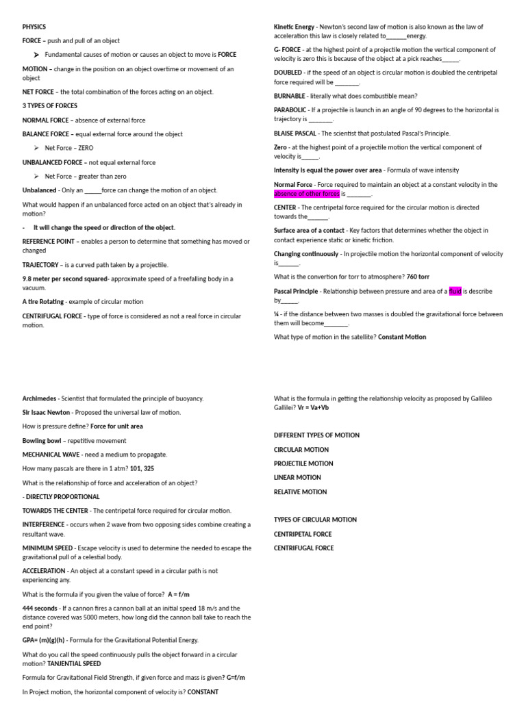 Physics Pdf Force Acceleration