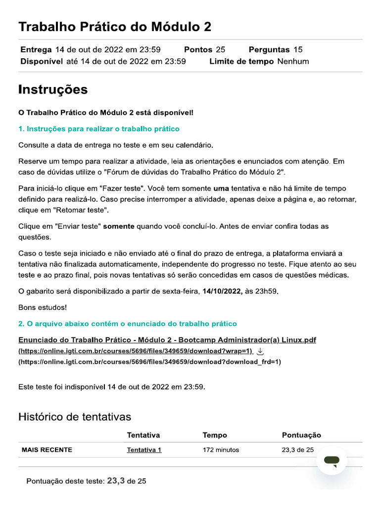 Trabalho Prático Do Módulo 2 | PDF