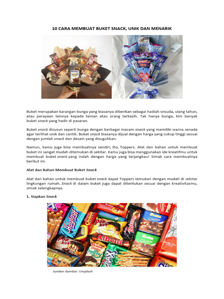 10 Cara Membuat Buket Snack | PDF | Memasak, Makanan, & Anggur | Griya ...