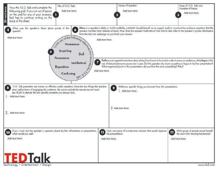 TedTalk Worksheet 2 | PDF