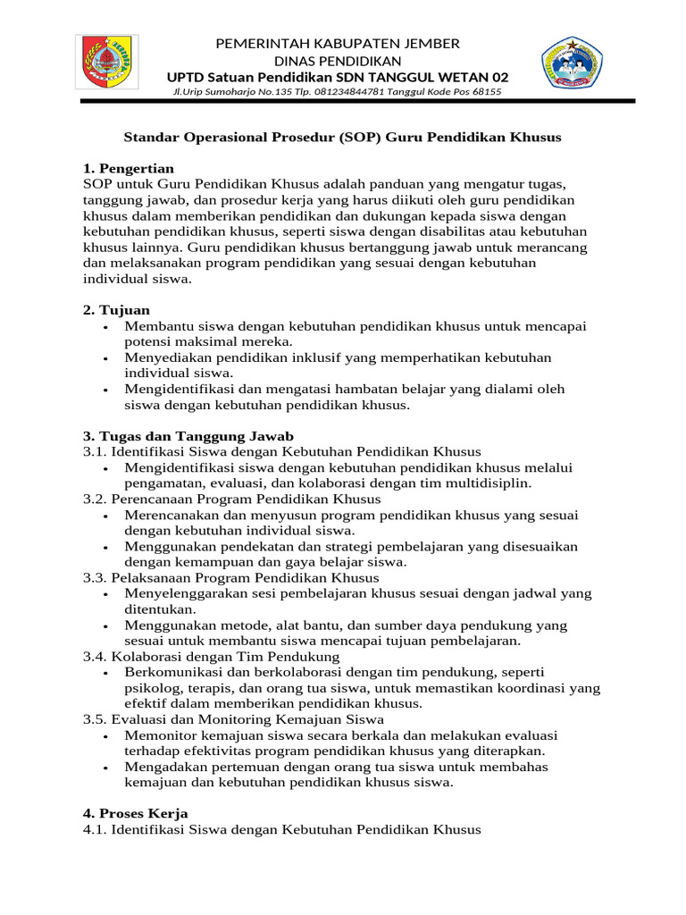 Sop Sekolah Inklusi | PDF