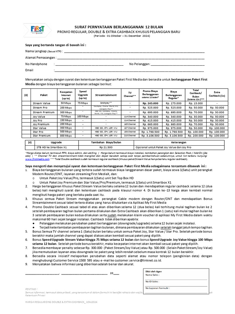 SKB LOA First Media - GO Double & Extra CB 1 OKT 2024 | PDF
