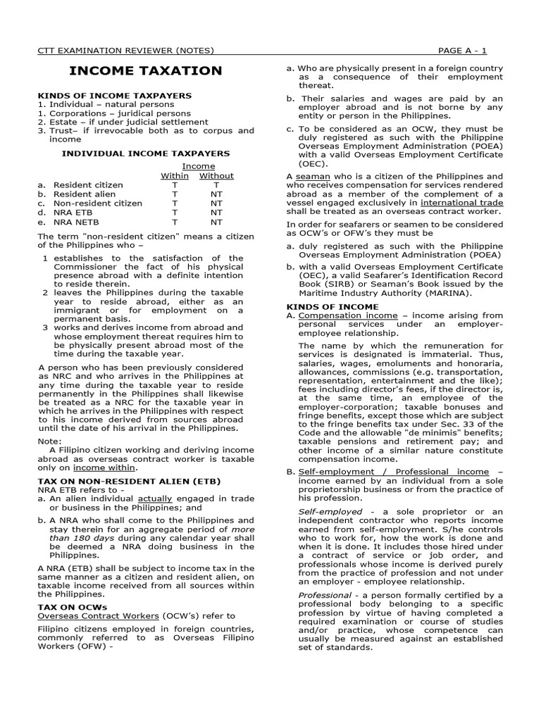 Income Taxation | PDF | Taxes | Lease