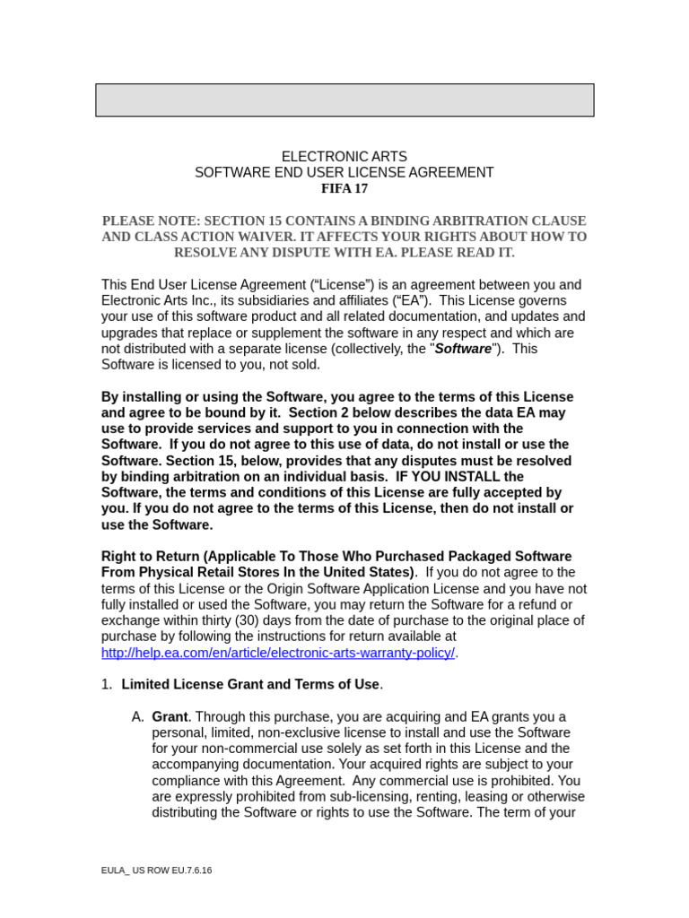 en_US_eula | PDF | Arbitration | Tort