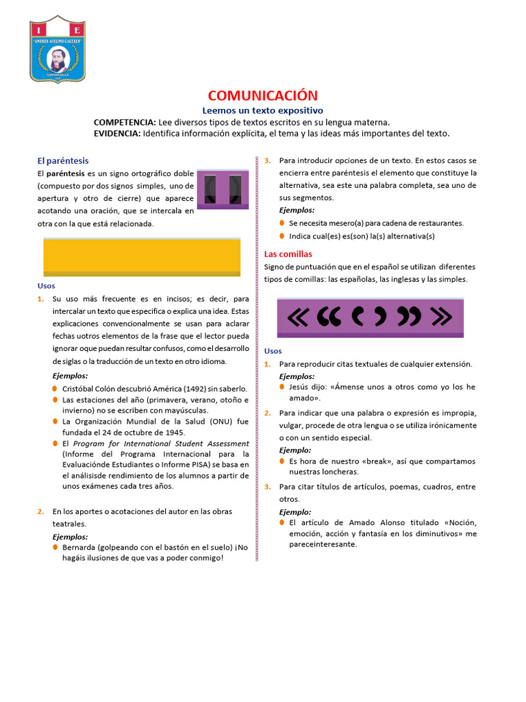 RECURSO El Parentesis y Las Comillas Sesion 4 U7 | PDF | Comillas ...