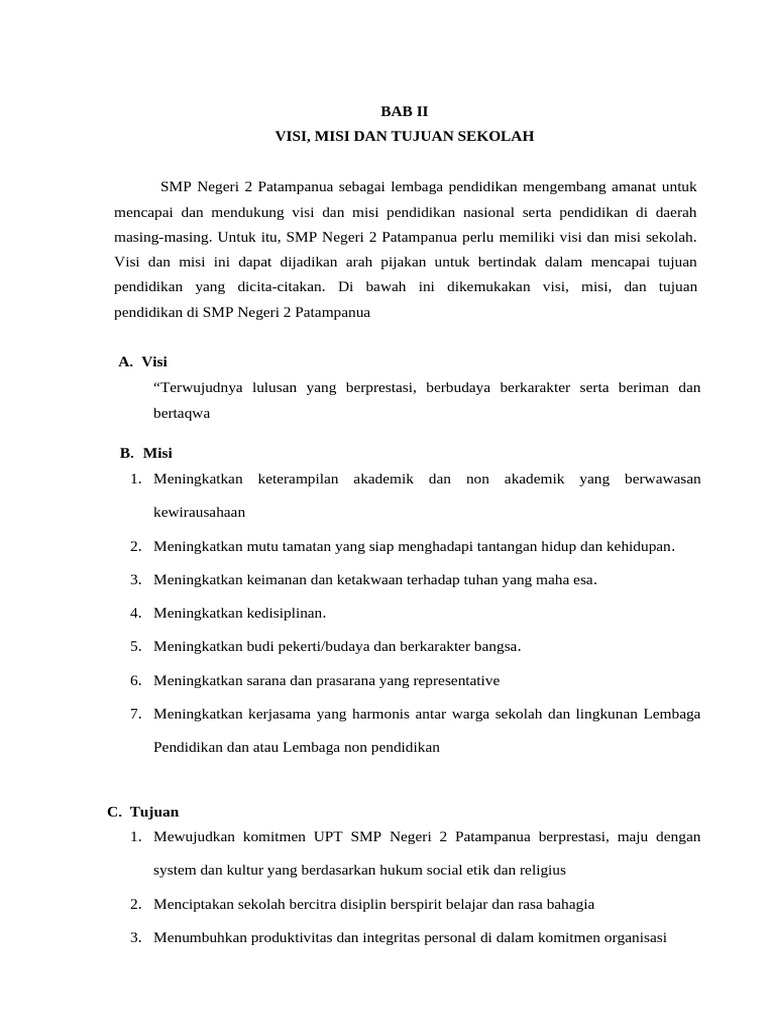 RKS BAB II Visi Dan Misi | PDF | Karier & Perkembangan