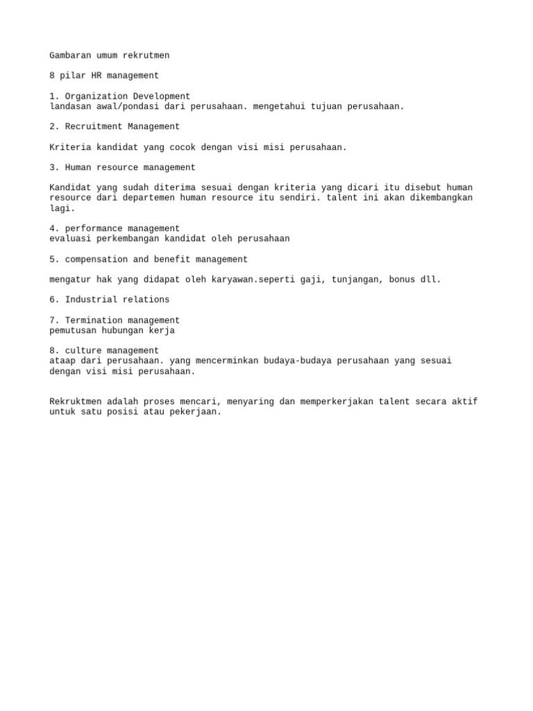 Pilar Utama Manajemen Rekrutmen HR | PDF