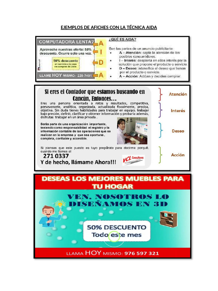 Ejemplos de Afiches Con La Técnica Aida | PDF