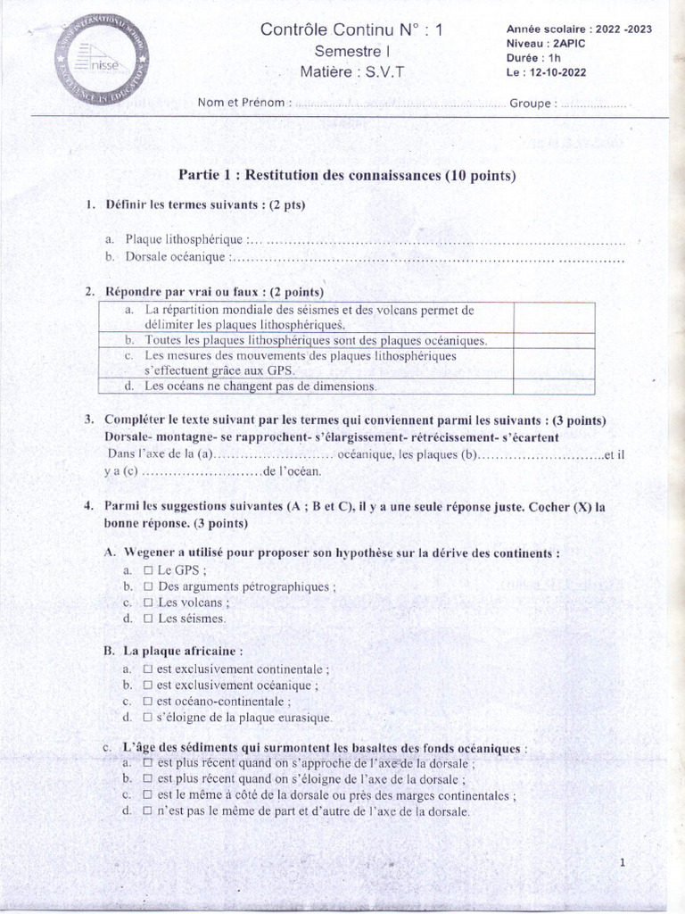 Ais 2apic 2223 S1 C1 SVT | PDF