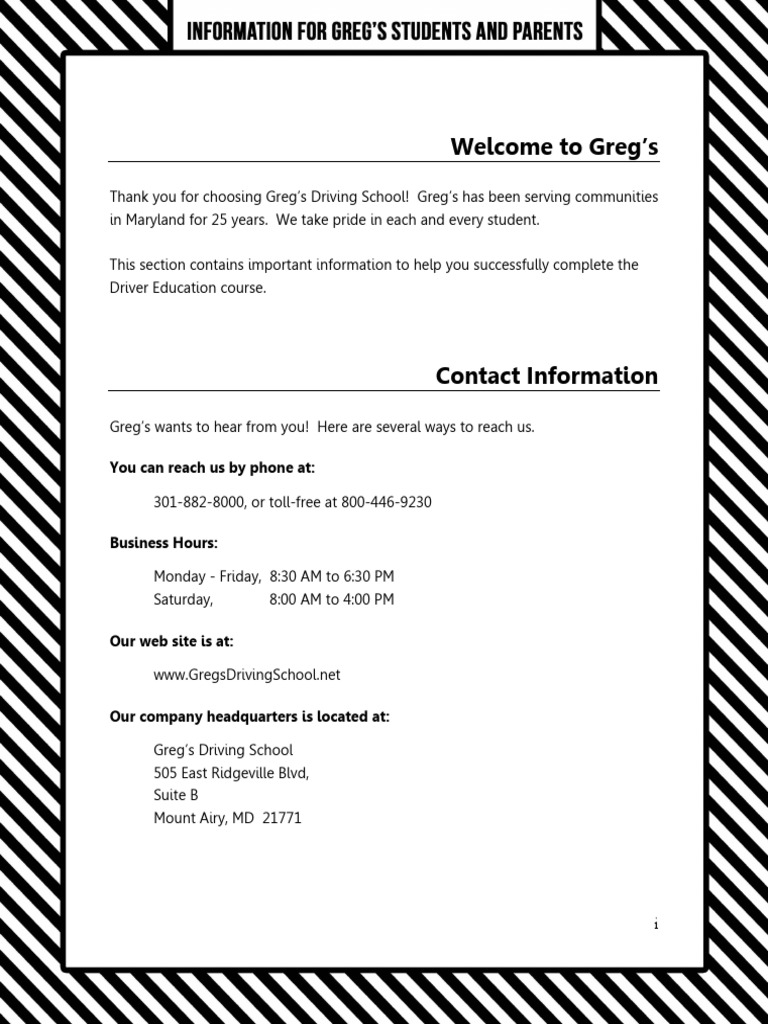 Maryland Driver Education Student Workbook | PDF | Driving | Traffic ...