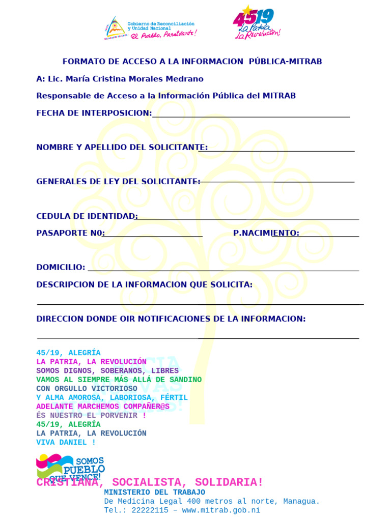 Formato Solicitud MITRAB Información Pública | PDF | Ciencias sociales ...