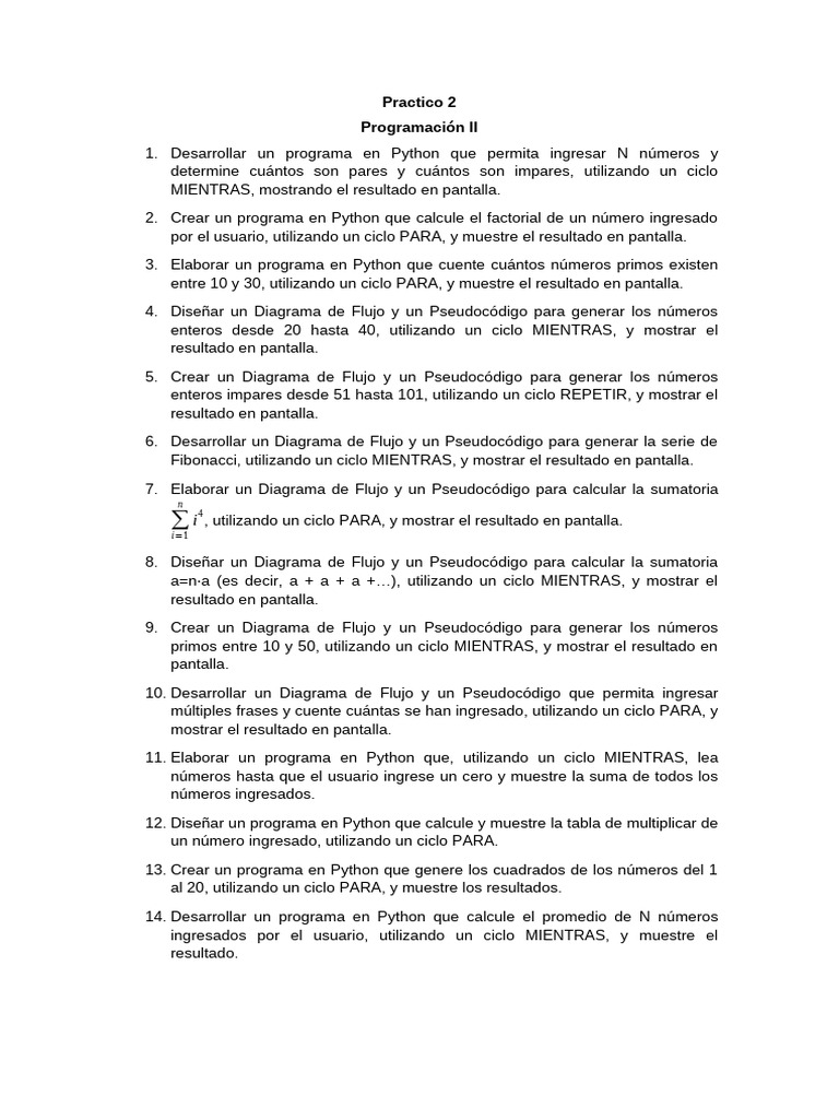Ejercicios de Programación en Python | PDF | Multiplicación | Python (lenguaje de programación)