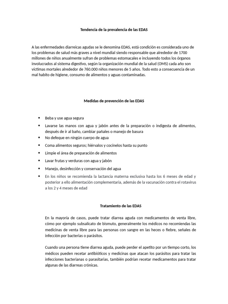 Prevención y Tratamiento de EDAS | PDF | Diarrea | Especialidades Medicas