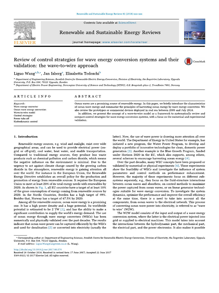 Version Before Online-Review of Control Strategies For Wave Energy Conversion Systems and Their ...