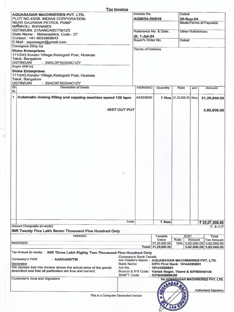 Shine Enterprises Invoice | PDF