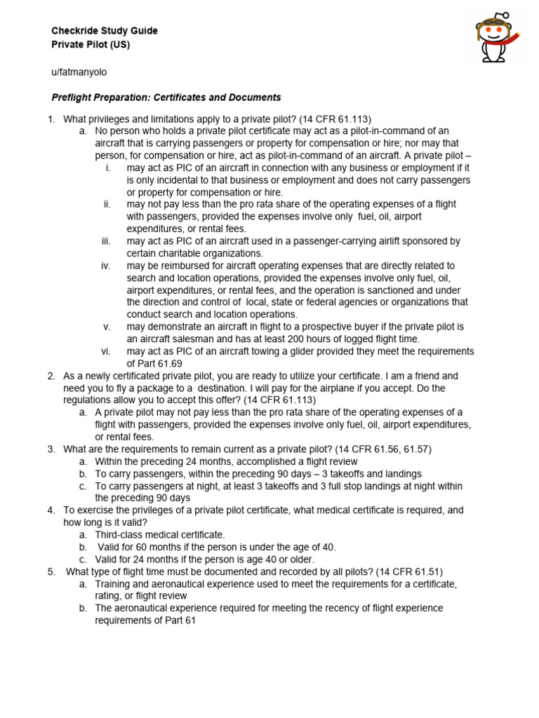 Checkride Study Guide PPL | PDF | Thunderstorm | Visual Flight Rules