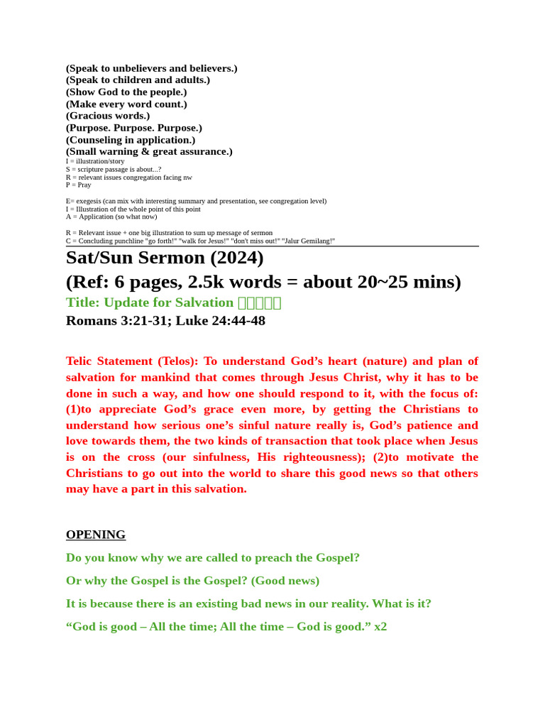 SatSun Sermon | PDF | Grace In Christianity | Justification (Theology)