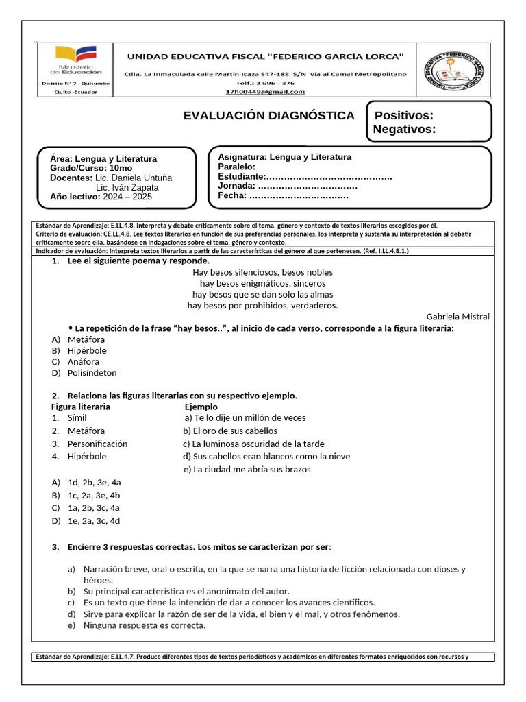 Diag 10mo | PDF | Evaluación | Códice