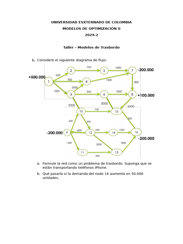 Taller - Modelos de Trasbordo 20241018 | PDF | Informática