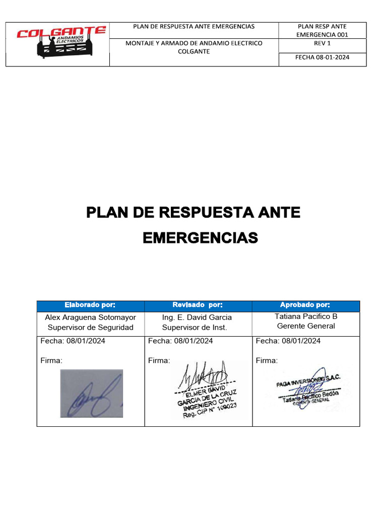 Plan de Conting. | PDF | Herida | Reanimación cardiopulmonar