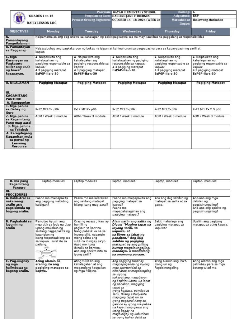 DLL in English 6 | PDF