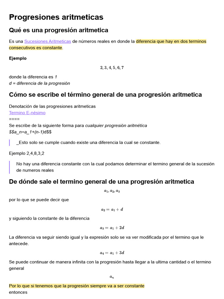 Progresiones Aritmeticas | PDF | Secuencia | Lógica matemática