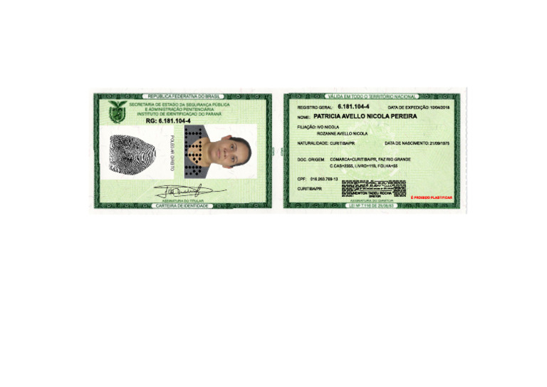 RG Paraná Modelo Antigo | PDF