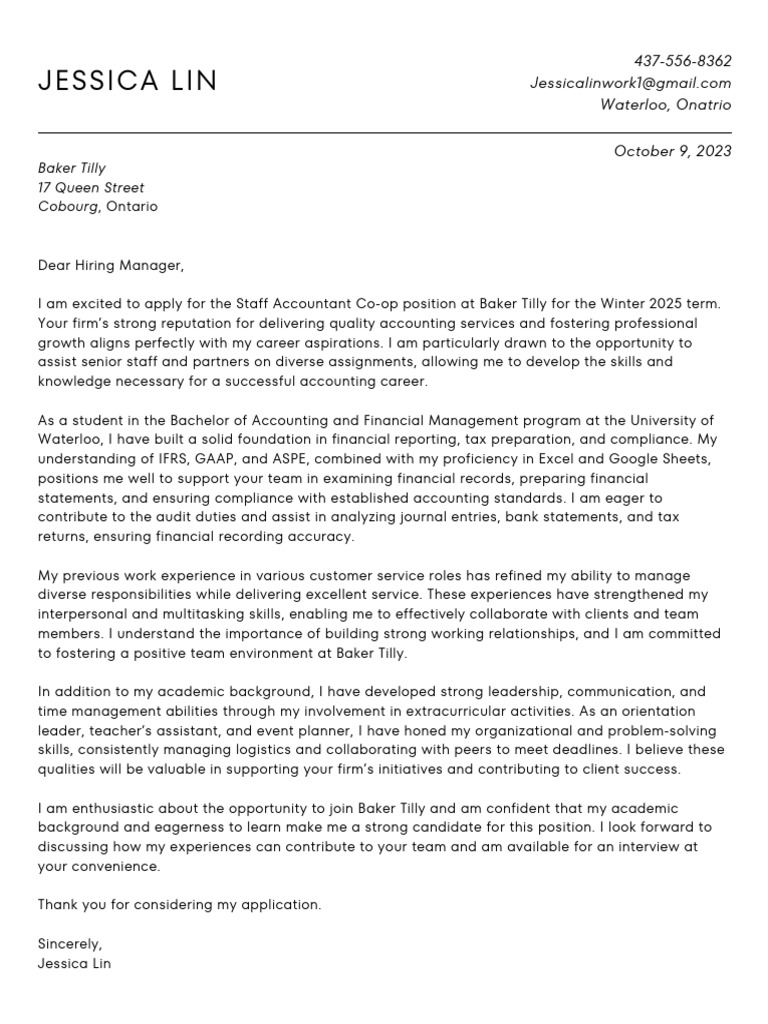 Staff Accountant Co-op Application | PDF | Accounting | Social Psychology