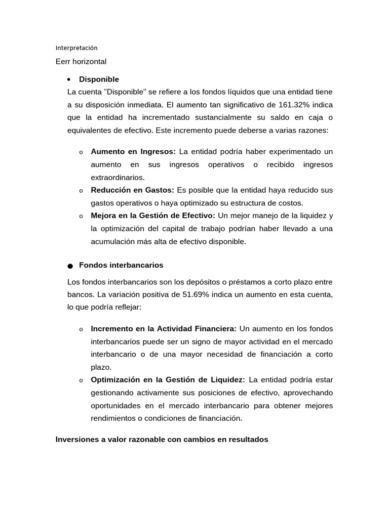 Eerr Horizontal | PDF | Bancos | Inversiones