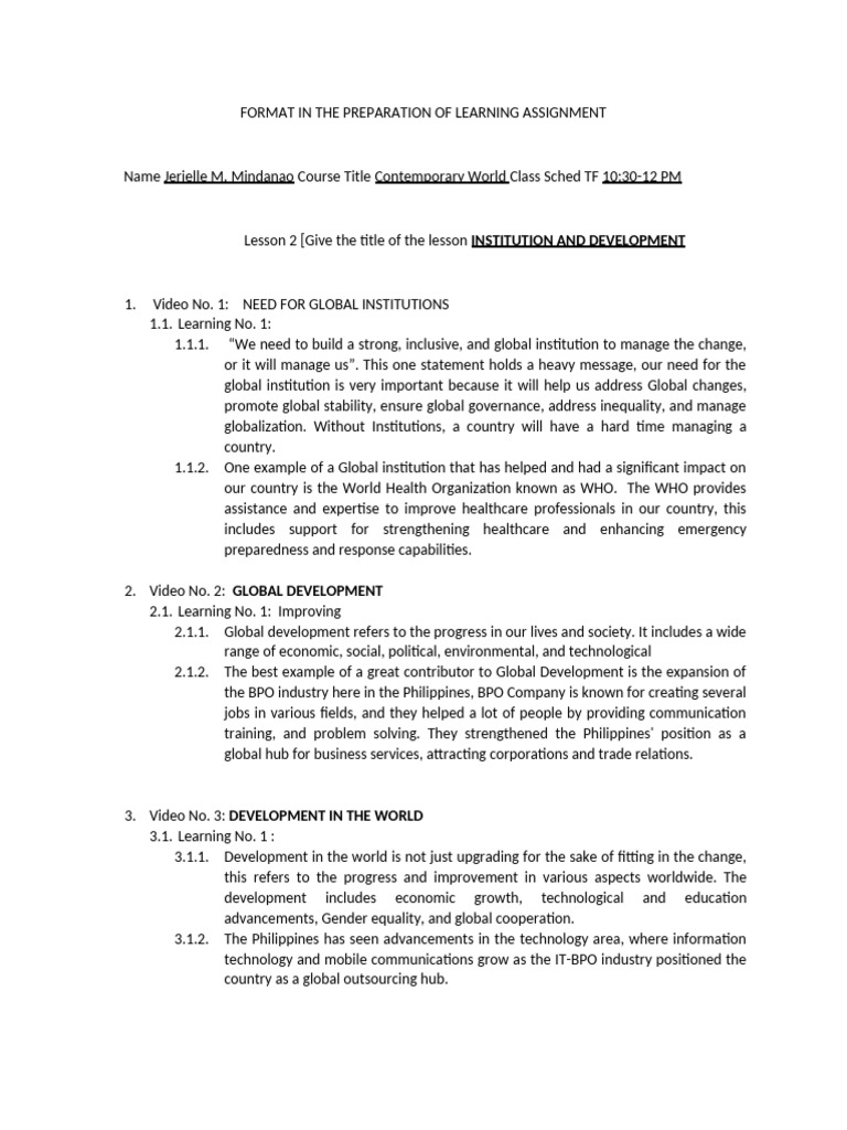 Learning - Assignment 2 Mindanao - Insitution and Development | PDF ...