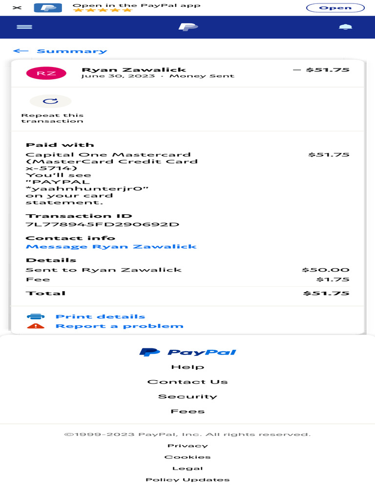 PayPal Transaction Details | PDF