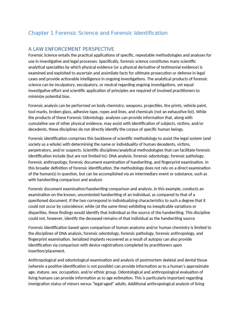 Chapter 1 Forensic Science and Forensic Identification (Odontology) | PDF | Forensic Science