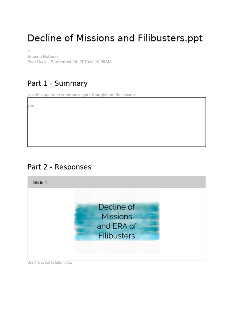 Decline of Missions and Filibusters | PDF