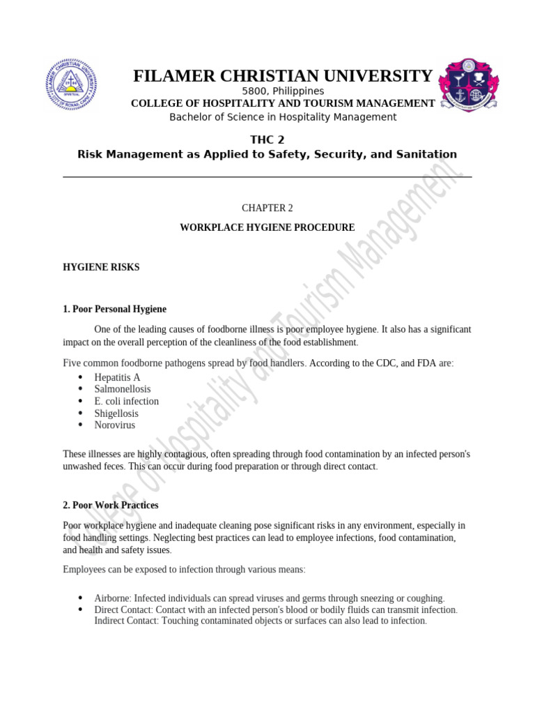 THC 2 - Handouts Format | PDF | Food Safety | Hygiene