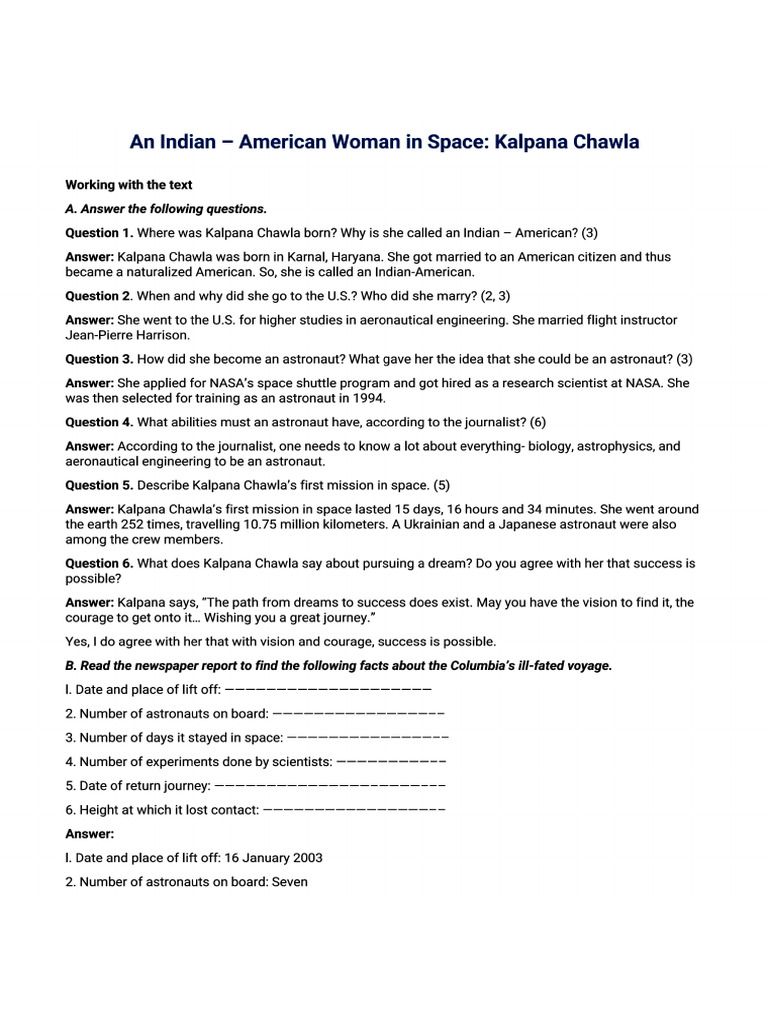 An Indian - American Woman in Space Kalpana Chawla | PDF