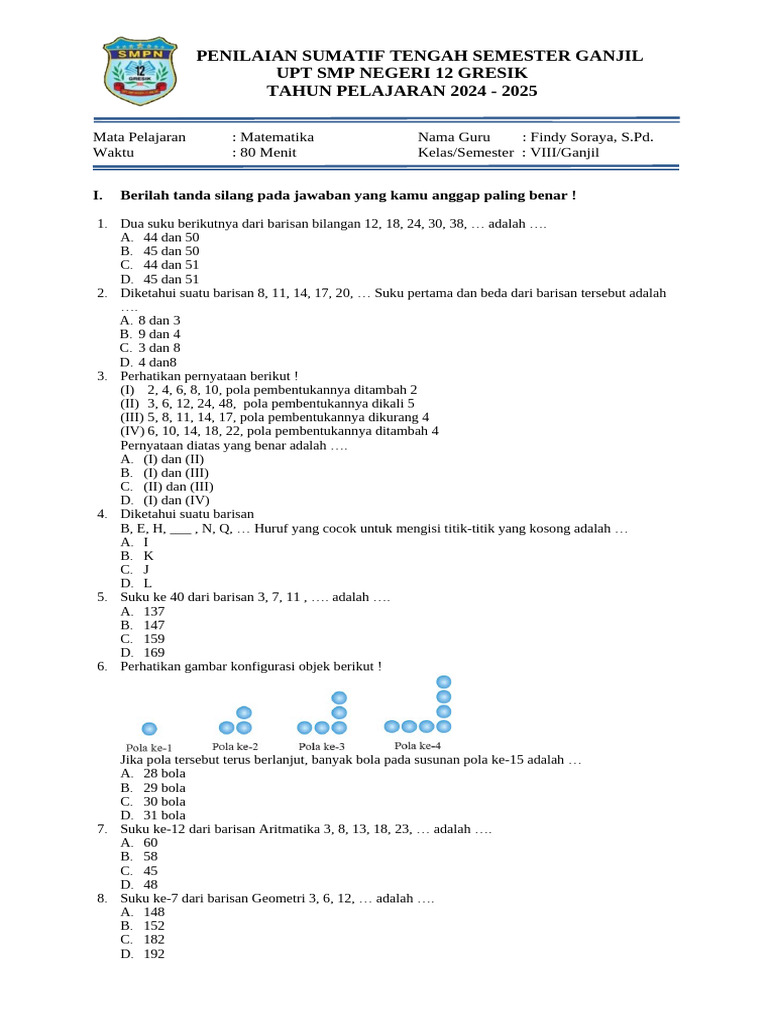 Penilaian Sumatif Tengah Semester Ganjil 24-25 | PDF
