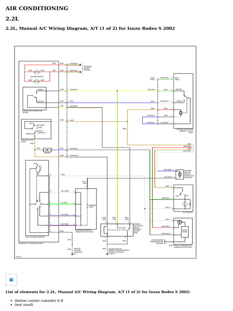 Isuzu Rodeo S 2002 A/C Wiring Diagram | PDF | Thermostat | Switch