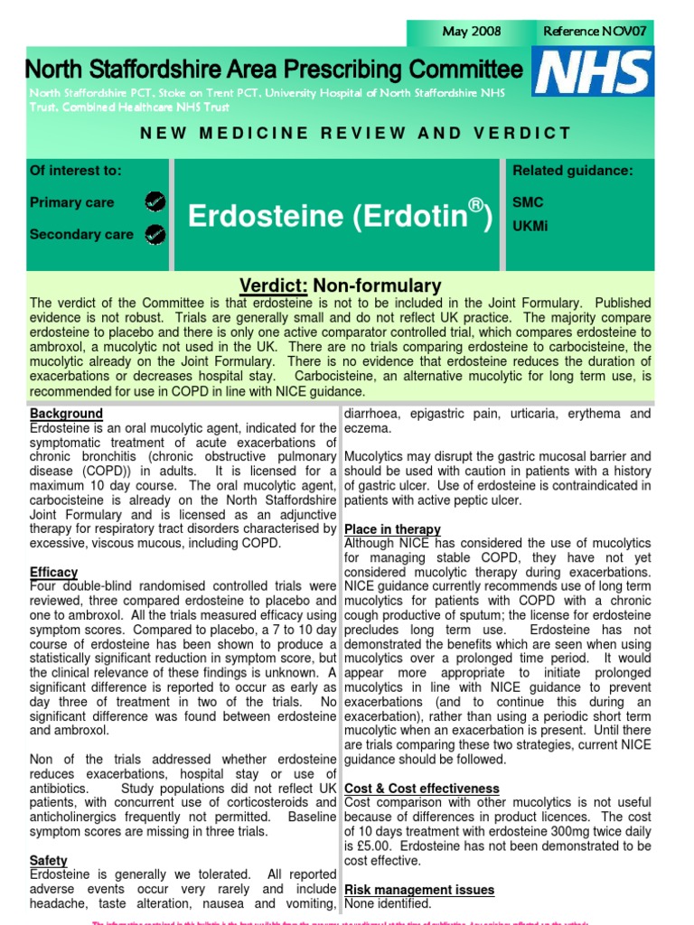 Erdosteine Ref NOV07 | PDF | Chronic Obstructive Pulmonary Disease ...