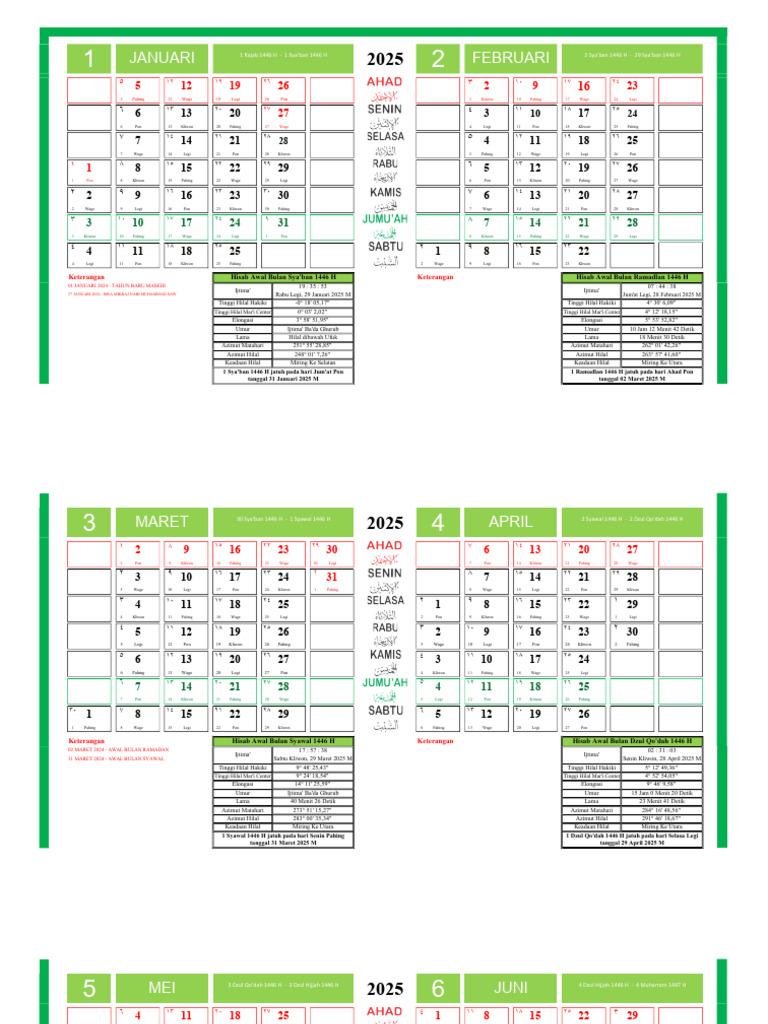 Kalender Hijriyah 1447 H untuk 2025 | PDF