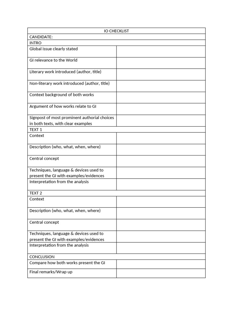 Io Checklist | PDF | Foreign Language Studies