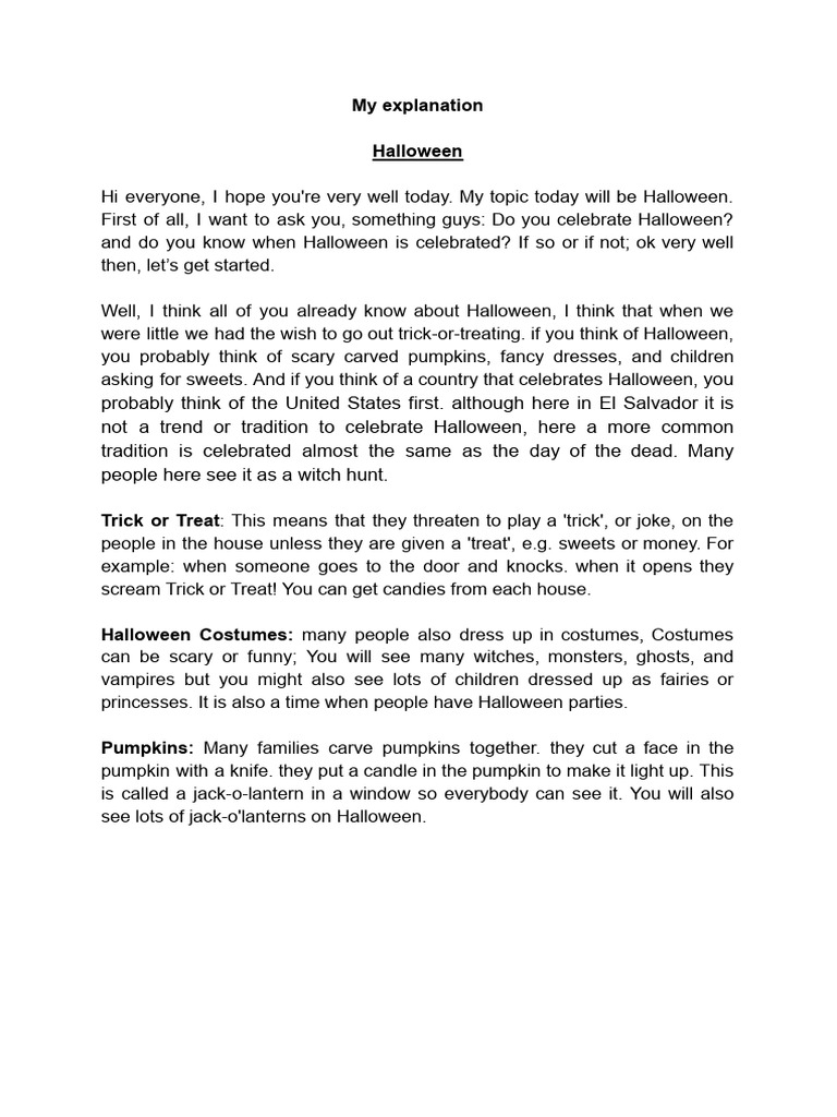 My Explanation Of Halloween PDF