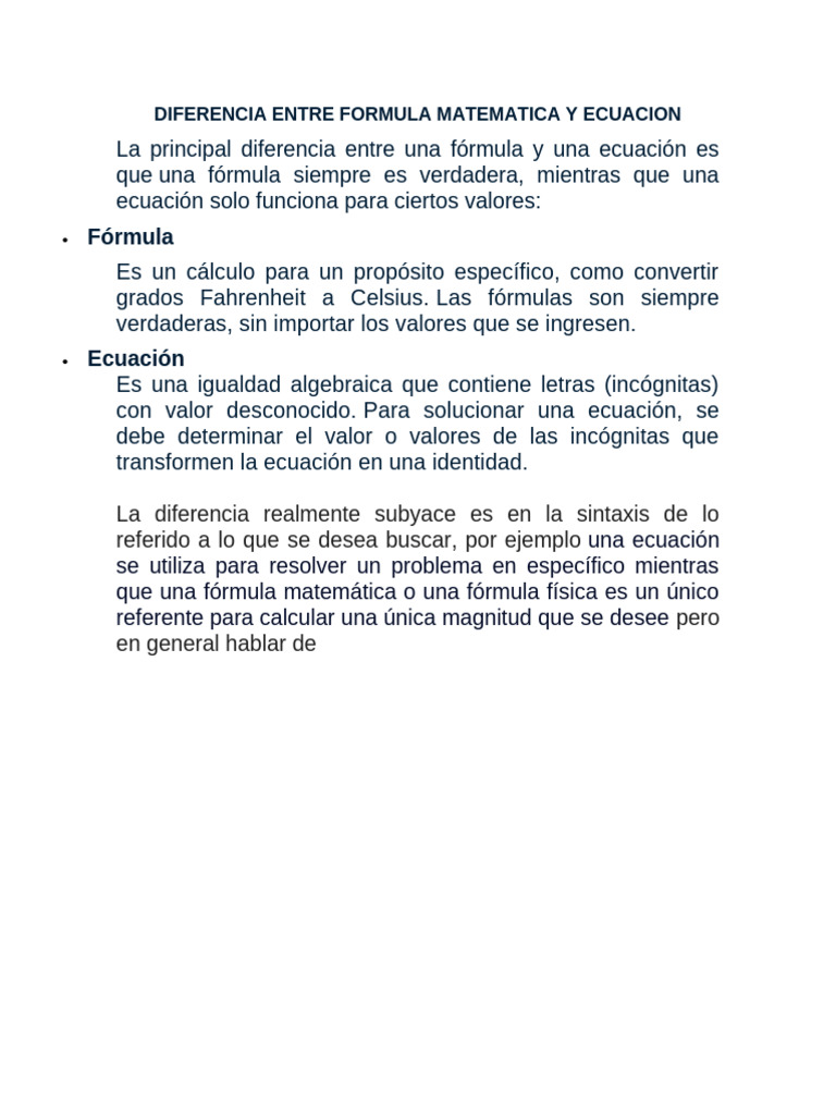 Diferencia Entre Formula Matematica y Euacion | PDF