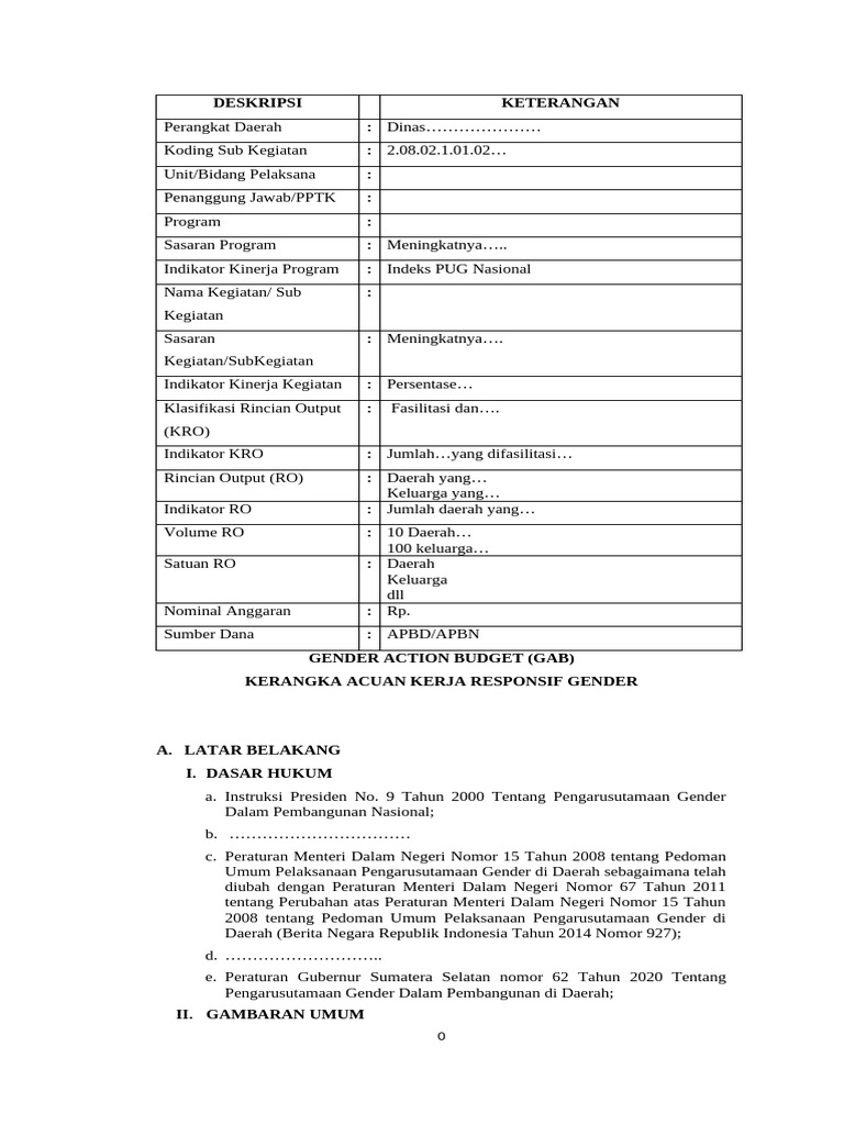 Format Kak Responsif Gender | PDF