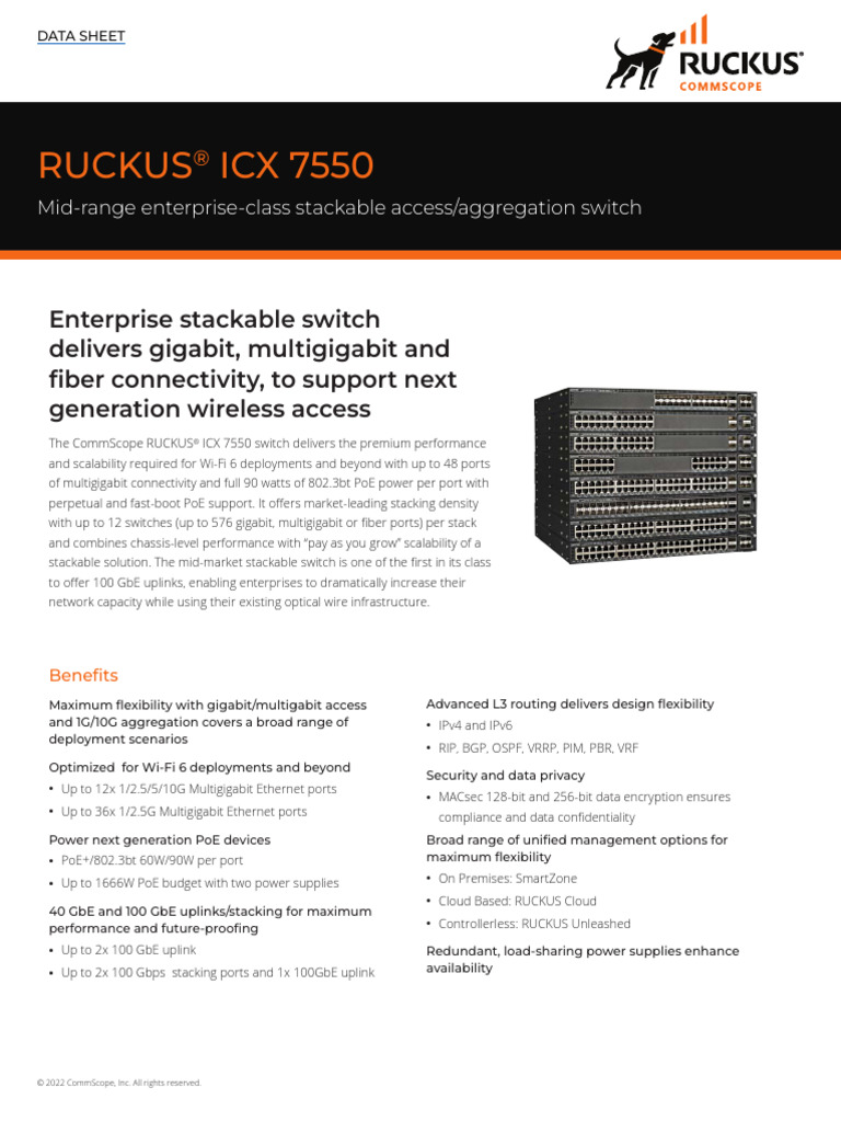 4 RUCKUS ICX 7550 Switch Data Sheet | PDF | I Pv6 | Network Switch