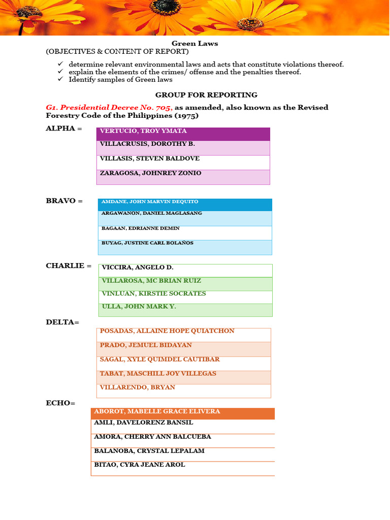 Reporting Green Laws | PDF