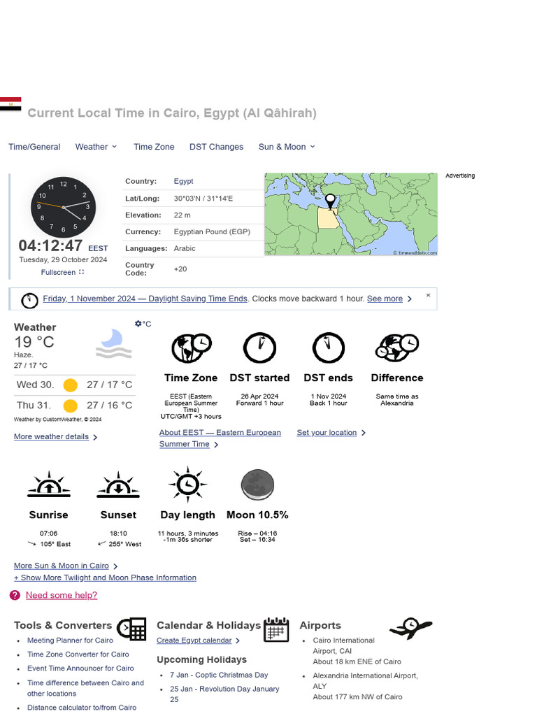 Current Local Time in Cairo, Egypt | PDF | Hour | Daylight Saving Time