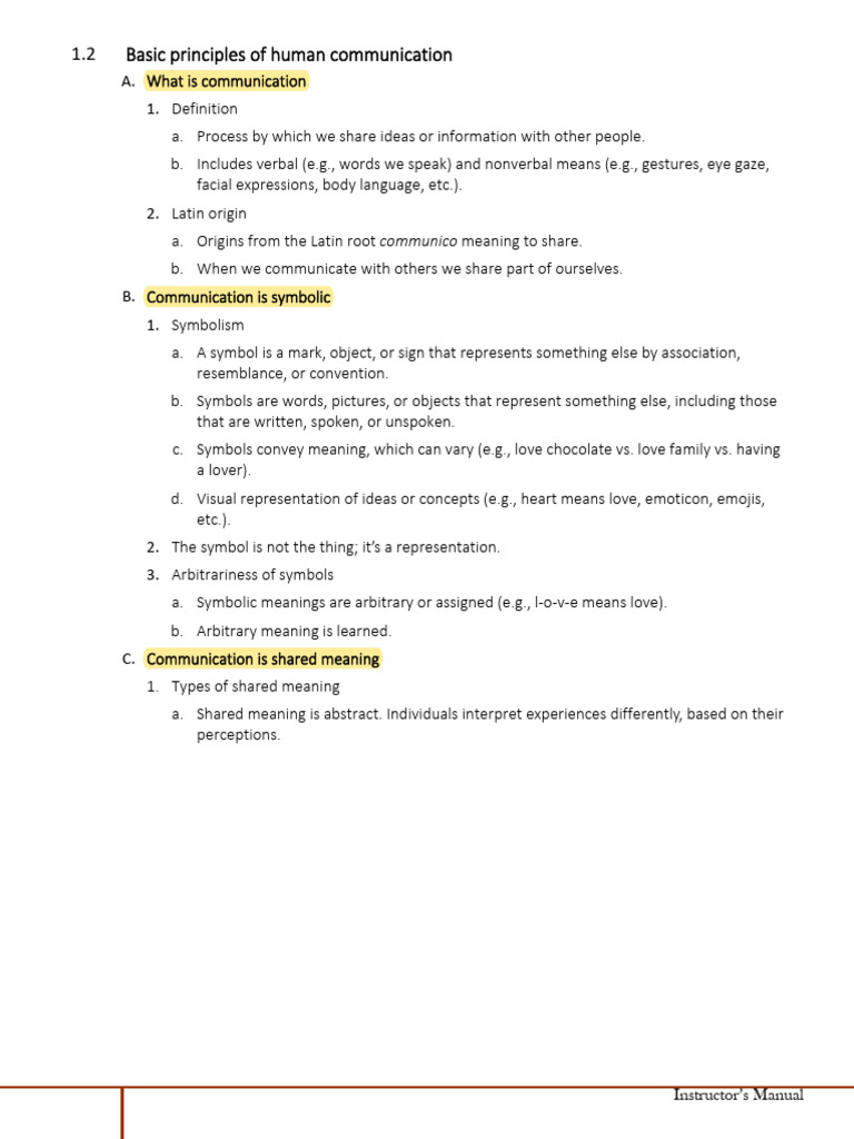 Basic Principles of Human Communication ICInstructor Manual2020 | PDF ...