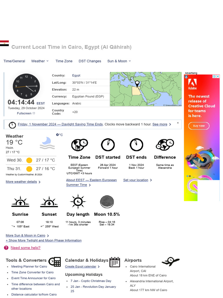Current Local Time in Cairo | PDF | Hour | Daylight Saving Time