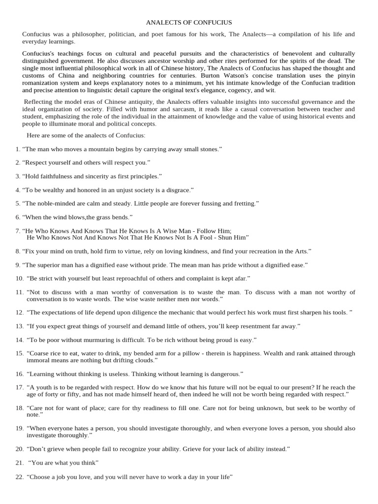 Analects of Confucius | PDF | Analects | Confucius