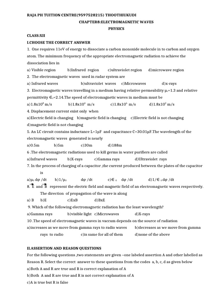 Electromagnetic Waves Pdf Electromagnetic Radiation Waves